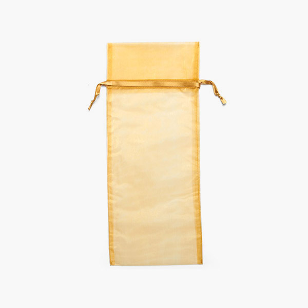 Gold Sheer Organza Wine Bag, 6x14", 10 Pack | Nashville Wraps