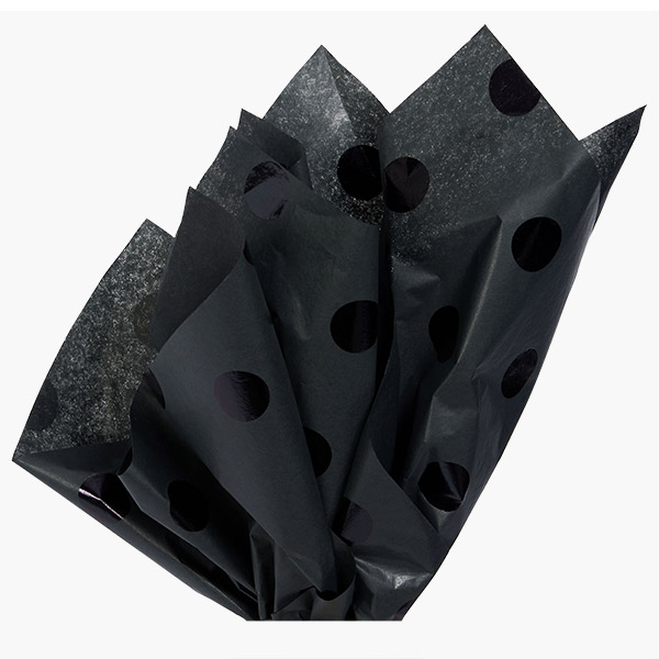 Black on Black Hot Stamp Dot Tissue 200 ~ 20x30" sheets | Nashville Wraps