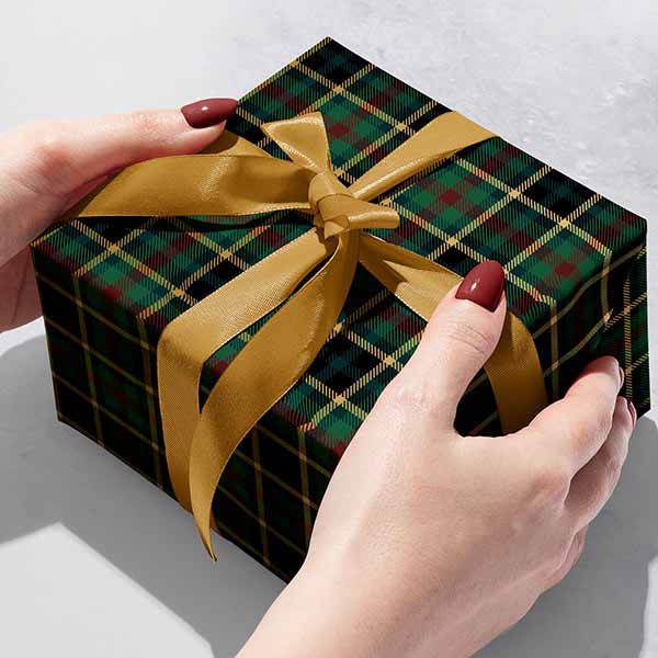 Hunter Navy Plaid Gift Wrap, 24"x833', Full Ream Roll | Nashville Wraps