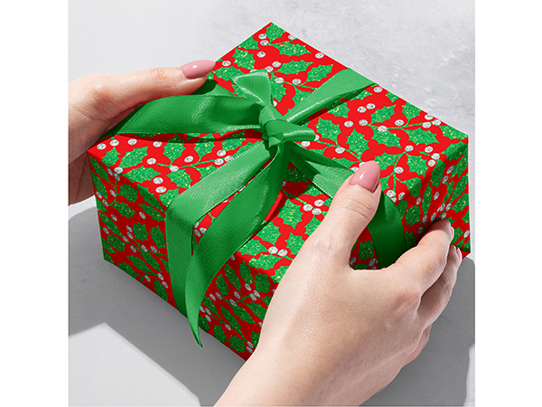 Elegant Holly Red Wrapping Paper, 24"x417', Half Ream Roll | Nashville ...