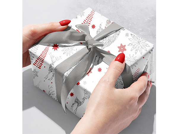 Sparkling Reindeer Wrapping Paper, 24"x417', Half Ream Roll | Nashville ...