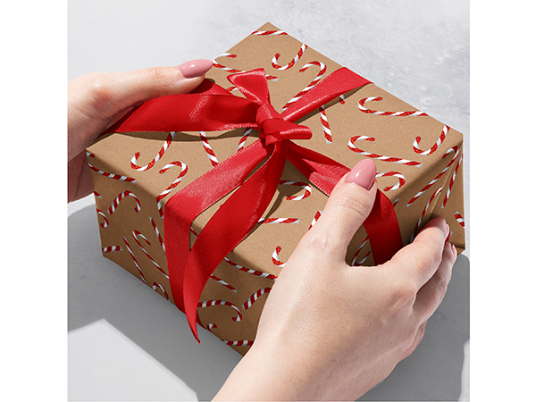 Candy Cane Glitter Wrapping Paper, 24"x417', Half Ream Roll | Nashville ...