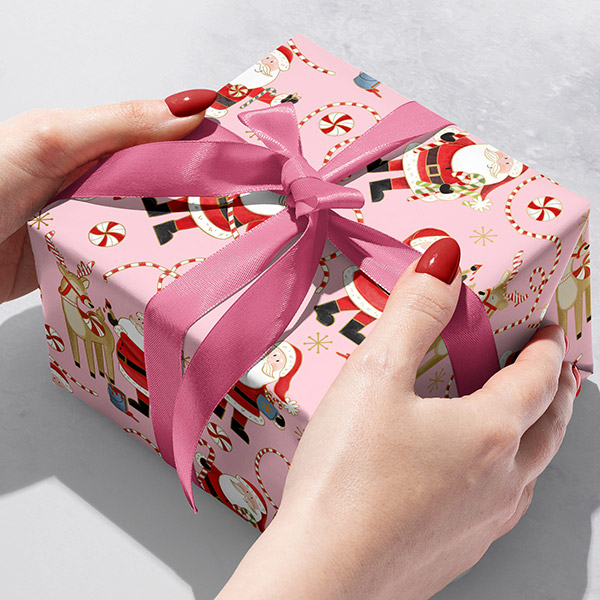 Jolly Santa Wrapping Paper, 24"x417', Half Ream Roll | Nashville Wraps