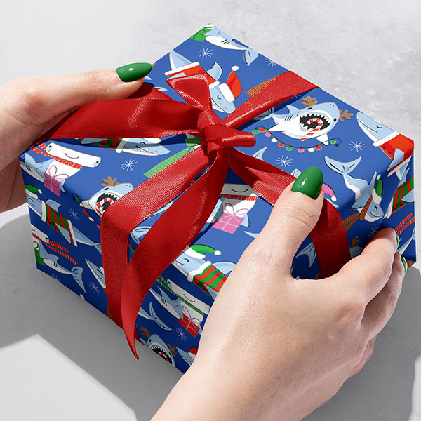 Merry Sharks Wrapping Paper, 24"x833', Full Ream Roll | Nashville Wraps
