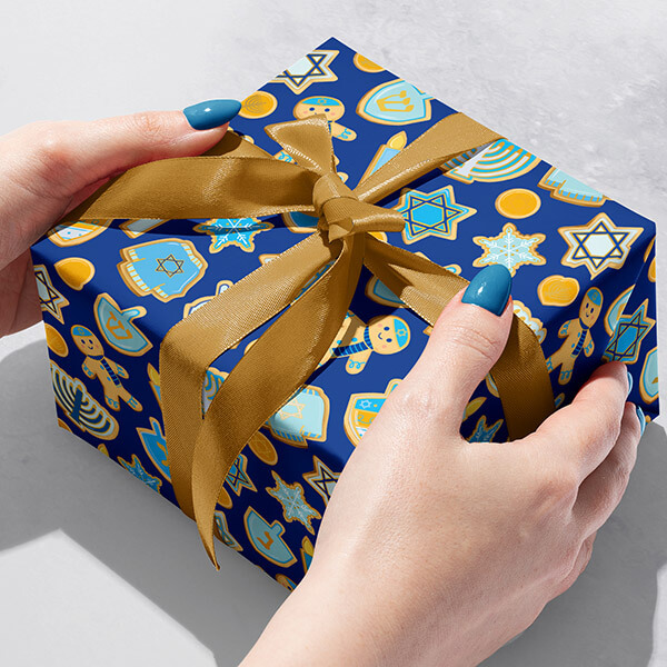 Hanukkah Cookies Gift Wrap, 24"x208', Quarter Ream Roll | Nashville Wraps