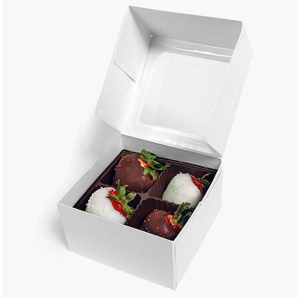 Strawberry & Cookie White Window Boxes, 4.375x4.375x2", 50 Pack ...